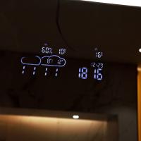 China Smart and Stylish Square Wall Mounted LED Lighted Wifi Weather Display Smart Mirror for sale