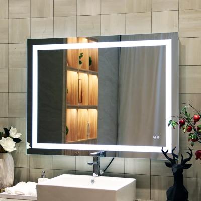 China Square IP44 Wall Mounted Led Backlit Defog Multi function Bathroom Light Mirror 110-277V 50/60HZ for sale