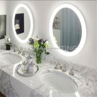 China Glass Oval Shape Round Smart Touch Screen LED Bathroom Vanity Mirror with Dimming for sale