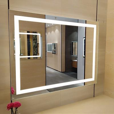 China Rectangle LED Mirror for Home and Salon Decor Rust Resistant Chassis Frameless Design for sale