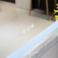 China Front Lighted Bathroom Smart Vanity LED Washroom Mirror for Home Modern Luxury Custom for sale