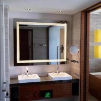 China IP44 Rated Silver Square Cosmetic Mirror with LED Illumination Easy Wall Mounting for sale