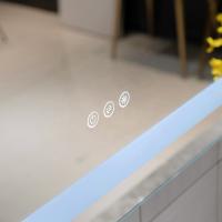 China Wall Mounted LED Bathroom Mirror With Lights Dimming Function Polished Silver Mirror for sale