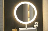 China Hotel Bathroom Accessories LED Smart Round Mirror with Touch Switch and 120pcs LED for sale