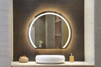 China High Definition Bathroom Mirror With Lights Mildew Proof Half Moon Backlit Mirror for sale