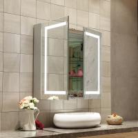 China IP44 Silver Grey Anodized Aluminium Body LED Mirrored Medicine Cabinet for Home Bathroom for sale
