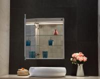 China Aluminium LED Light Wall Decor Bathroom Mirror Cabinet with Touch Sensor and LED Clock for sale