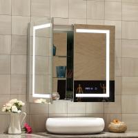 China IP44 Silver Grey Anodized Aluminium Body LED Mirrored Medicine Cabinet for Home Bathroom for sale