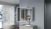 China Wall Mounted Led Medicine Cabinet Anti Fog Lighted Vanity Mirror With Storage Customized for sale