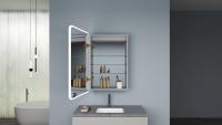 China Wall Mounted Led Medicine Cabinet Anti Fog Lighted Vanity Mirror With Storage Customized for sale