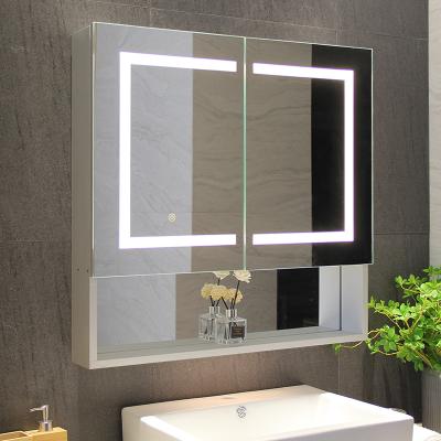 China Compact Led Medicine Cabinet Rustproof Bathroom Storage Mirror With Lights for sale