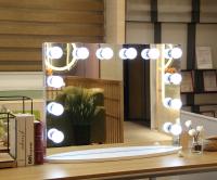 China White Finishing Dimmable Backlit Mirror With LED Light Bulbs For Beauty Statio for sale