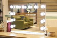 China White Finishing Dimmable Backlit Mirror With LED Light Bulbs For Beauty Statio for sale