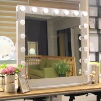China Metal Frame Makeup Mirror With Lights Music Speaker Single Sided Square Light Up Mirror for sale