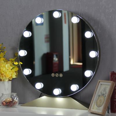 China Touch Sensor Makeup Mirror With Lights Round Cosmetic Mirror With Color Temperature Adjustment for sale