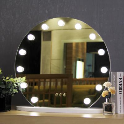 China Round LED Vanity With Mirror And Lights Desktop Adjustable Lighting for sale