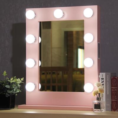 China Framed Makeup Mirror With Lights Smart Dimming Pink Led Makeup Mirror for sale