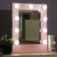 China Framed Makeup Mirror With Lights Smart Dimming Pink Led Makeup Mirror for sale