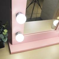 China Framed Makeup Mirror With Lights Smart Dimming Pink Led Makeup Mirror for sale