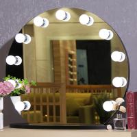 China Desktop Makeup Mirror With Lights Custom Hollywood Style Round Led Bathroom Mirror for sale