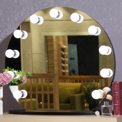 China Desktop Makeup Mirror With Lights Custom Hollywood Style Round Led Bathroom Mirror for sale