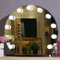 China Desktop Makeup Mirror With Lights Custom Hollywood Style Round Led Bathroom Mirror for sale