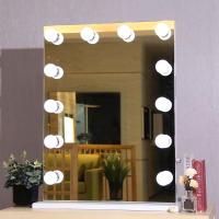 China Desktop Makeup Mirror With Lights Custom Hollywood Style Round Led Bathroom Mirror for sale