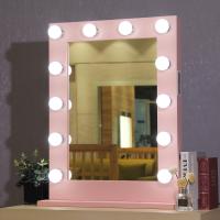 China Desktop Makeup Mirror With Lights Custom Hollywood Style Round Led Bathroom Mirror for sale