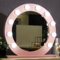 China Desktop Makeup Mirror With Lights Custom Hollywood Style Round Led Bathroom Mirror for sale