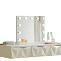 China Small LED Bulbs Makeup Mirror With Lights Luxury Tabletop Led Bathroom Vanity Mirror for sale