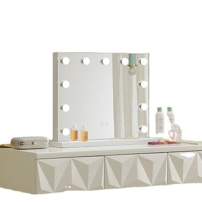 China Small LED Bulbs Makeup Mirror With Lights Luxury Tabletop Led Bathroom Vanity Mirror for sale