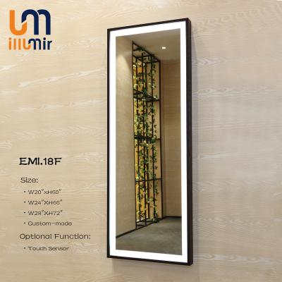 China Hotel Decoration Full Length Vanity Mirror With Black Frame Around Light for sale