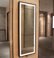 China Hotel Decoration Full Length Vanity Mirror With Black Frame Around Light for sale