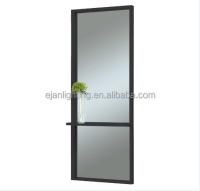 China Wood Framed Bathroom Backlit Full Length Mirror With LED Concealed Light And Clock for sale