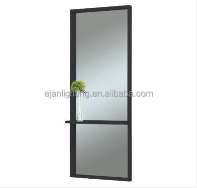 China Wood Framed Bathroom Backlit Full Length Mirror With LED Concealed Light And Clock for sale
