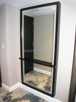 China Wood Framed Bathroom Backlit Full Length Mirror With LED Concealed Light And Clock for sale