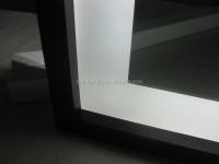 China Wood Framed Bathroom Backlit Full Length Mirror With LED Concealed Light And Clock for sale