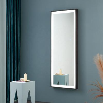 China Wooden Frame Full Length Illuminated Mirror Custom Adjustable Lighting for sale