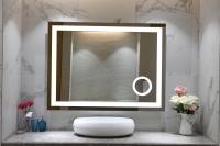 China Silver Lighted LED Strip Luxury Hotel Bathroom Mirror Customized Custom Bathroom Vanity Mirrors for sale