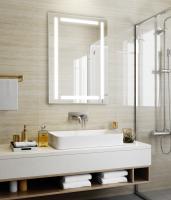 China 2023 Design Hotel Bathroom Anti-Fog Touch Screen Smart LED Wall Mirror with Bluetooth for sale