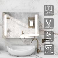 China Hotel Illuminated Bathroom Mirror Cabinet with Copper Free Mirror and LED Light for sale