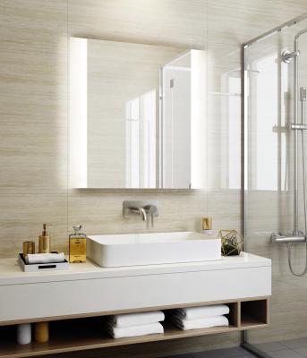 China Adjustable LED Touch Bathroom Mirror Beveled Edge Touch Light Vanity Mirror for sale
