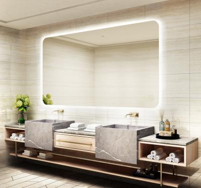 China Touch Sensor Frameless Lighted Bathroom Mirror High Reflection Wall Hanging for sale