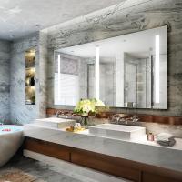China LED Lighted Rectangular Bathroom Vanity Mirrors With Decorative Frameless Design for sale