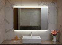 China Polished Edge Led Backlit Bathroom Mirror Hotel Home Decoration With Demister for sale