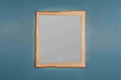 China Dimmable Lights Custom Led Bathroom Mirror Wooden Frame Fog Free Design for sale