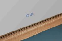 China Dimmable Lights Custom Led Bathroom Mirror Wooden Frame Fog Free Design for sale