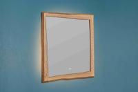 China Dimmable Lights Custom Led Bathroom Mirror Wooden Frame Fog Free Design for sale