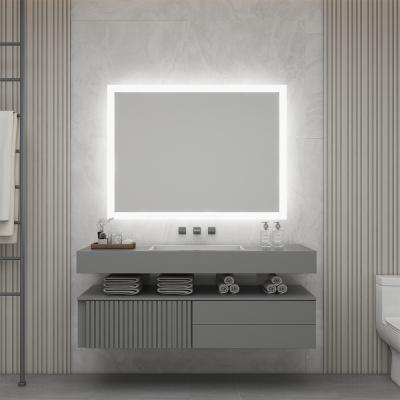 China Swiveling Design Bathroom Mirror With Lights Eco Friendly Square Make Up Mirror for sale