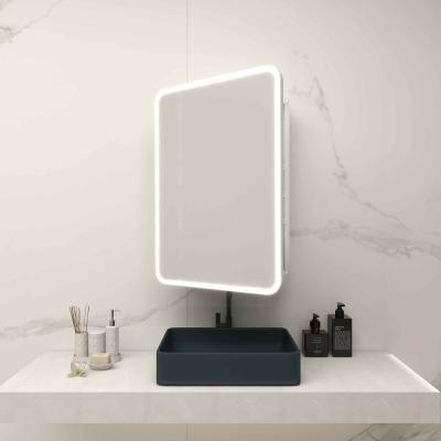 China Elegant Bathroom Mirror Cabinet with Soft LED Lighting and Adjustable Shelves for hotel or home for sale